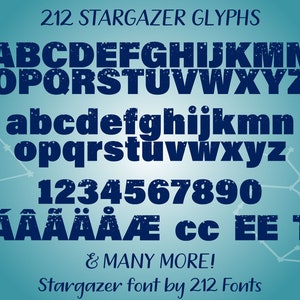 Stargazer Display Font, Font Made of Stars, Bonus Constellations ...