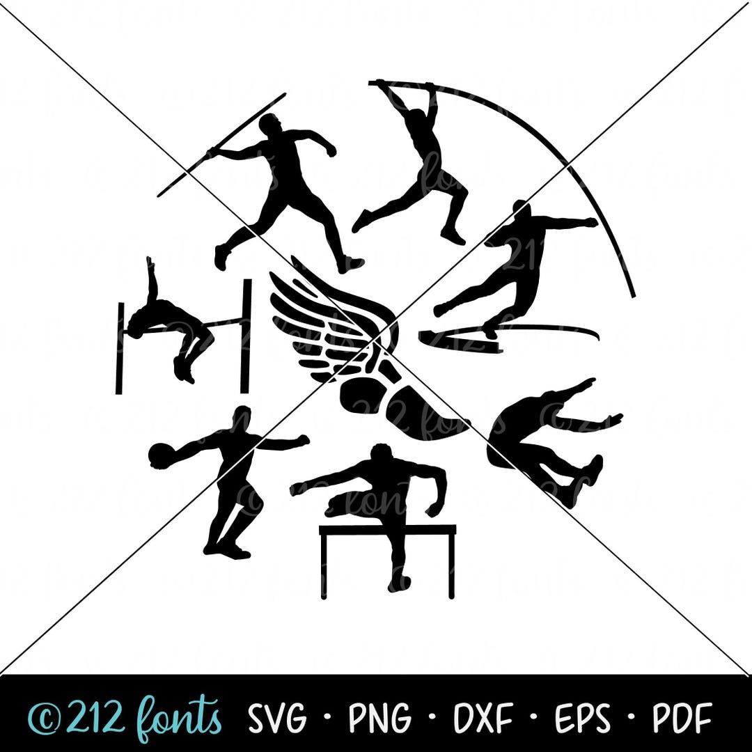 Decathlon Circle SVG Clip Art: Track and Field Decathlete Graphic ...