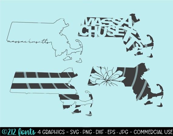 Massachusetts Outline Map PNG Massachusetts SVG Silhouette - Etsy