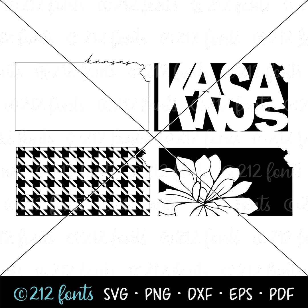 Kansas Outline Map PNG, Kansas SVG Silhouette Map, Digital Kansas ...