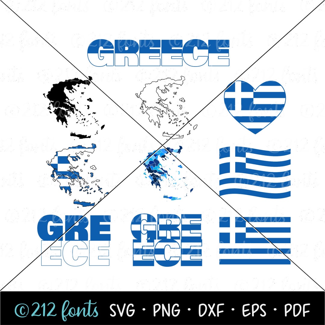 Greece Flag and Country Svg Pack, Greece SVG, Greece Maps Silhouette ...