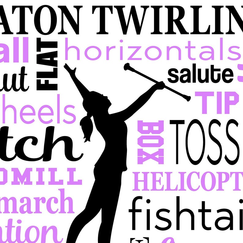 Baton Word Art Baton Twirling Png Jpg Svg Format Digital - Etsy