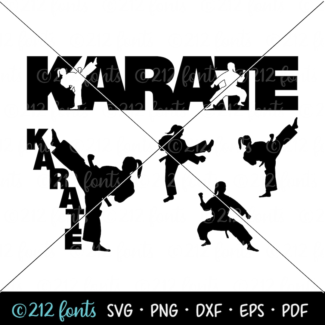 Girl's Karate SVG Pack Karate Clip Art Png, Women's Martial Artist Svg ...
