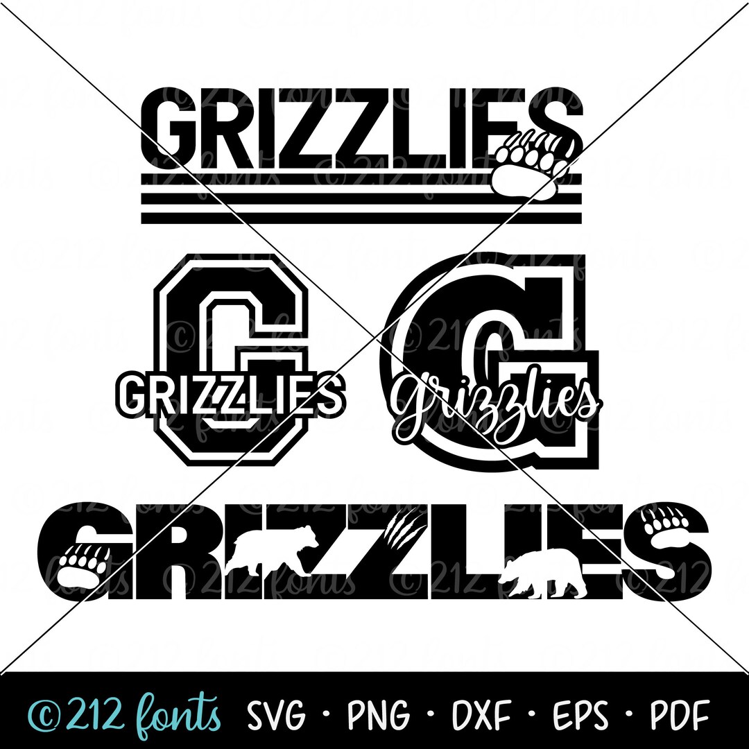 Grizzlies Mascot SVG Graphics Pack: School Team Art (digital Download ...