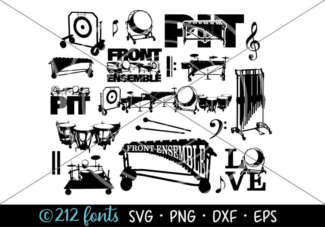 Pit Percussion Clip Art, Front Ensemble Png, Jpg Svg Format, Marching ...