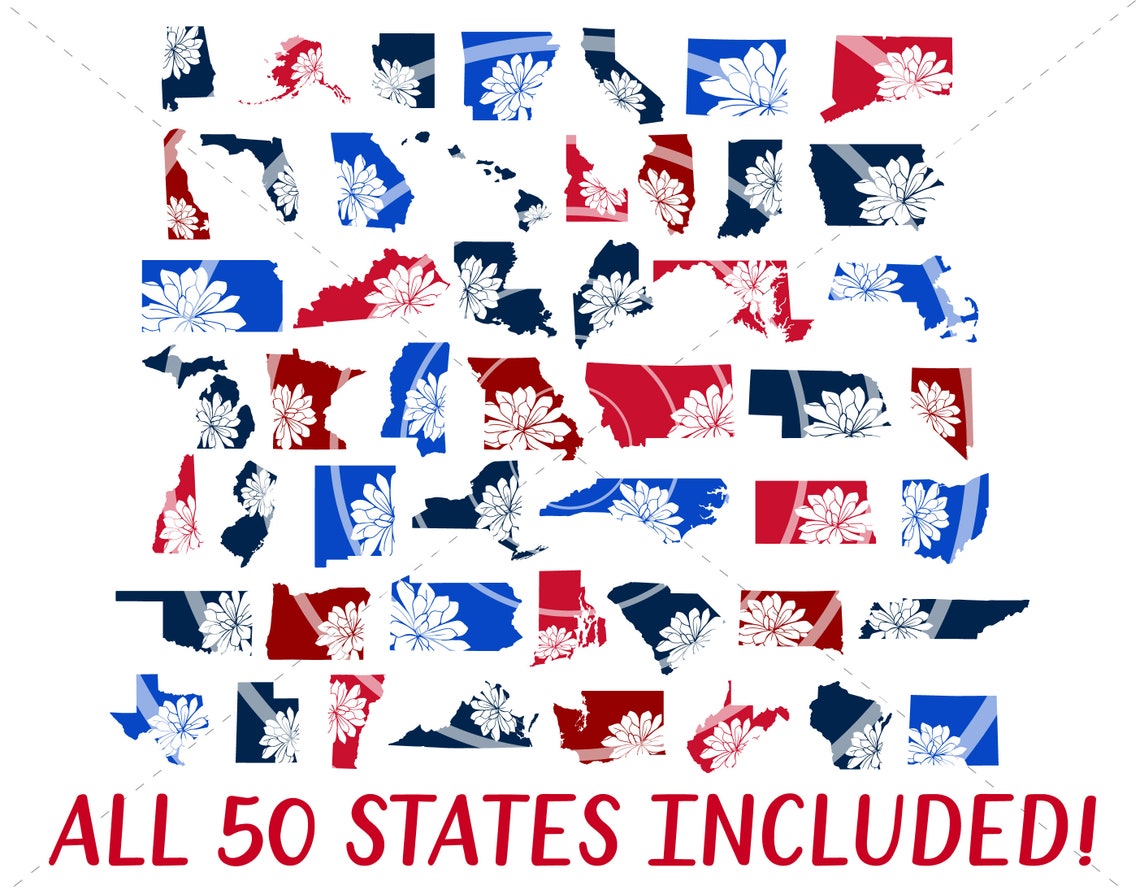 United States Flower Art SVG PNG Graphics States Flower Art - Etsy