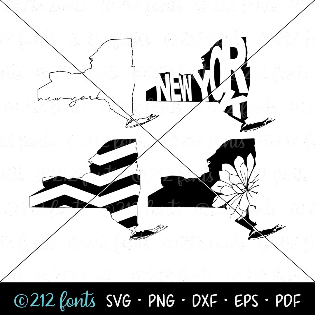 New York Outline Map PNG, New York SVG, Silhouette Map Art, Digital New ...