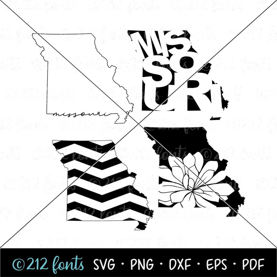Missouri Outline Map PNG, Missouri SVG Silhouette Map, Digital Missouri ...