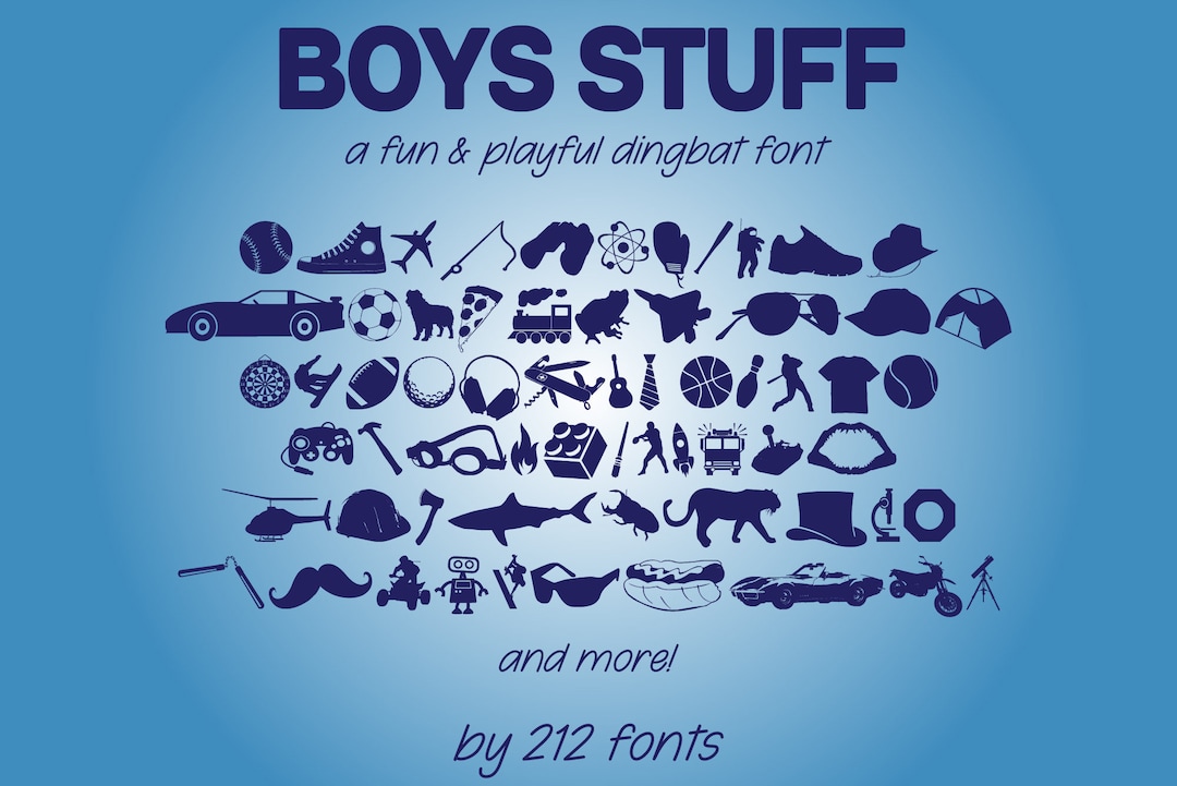 Boy Stuff Dingbat Font: Boyish Icons (OTF) - Etsy
