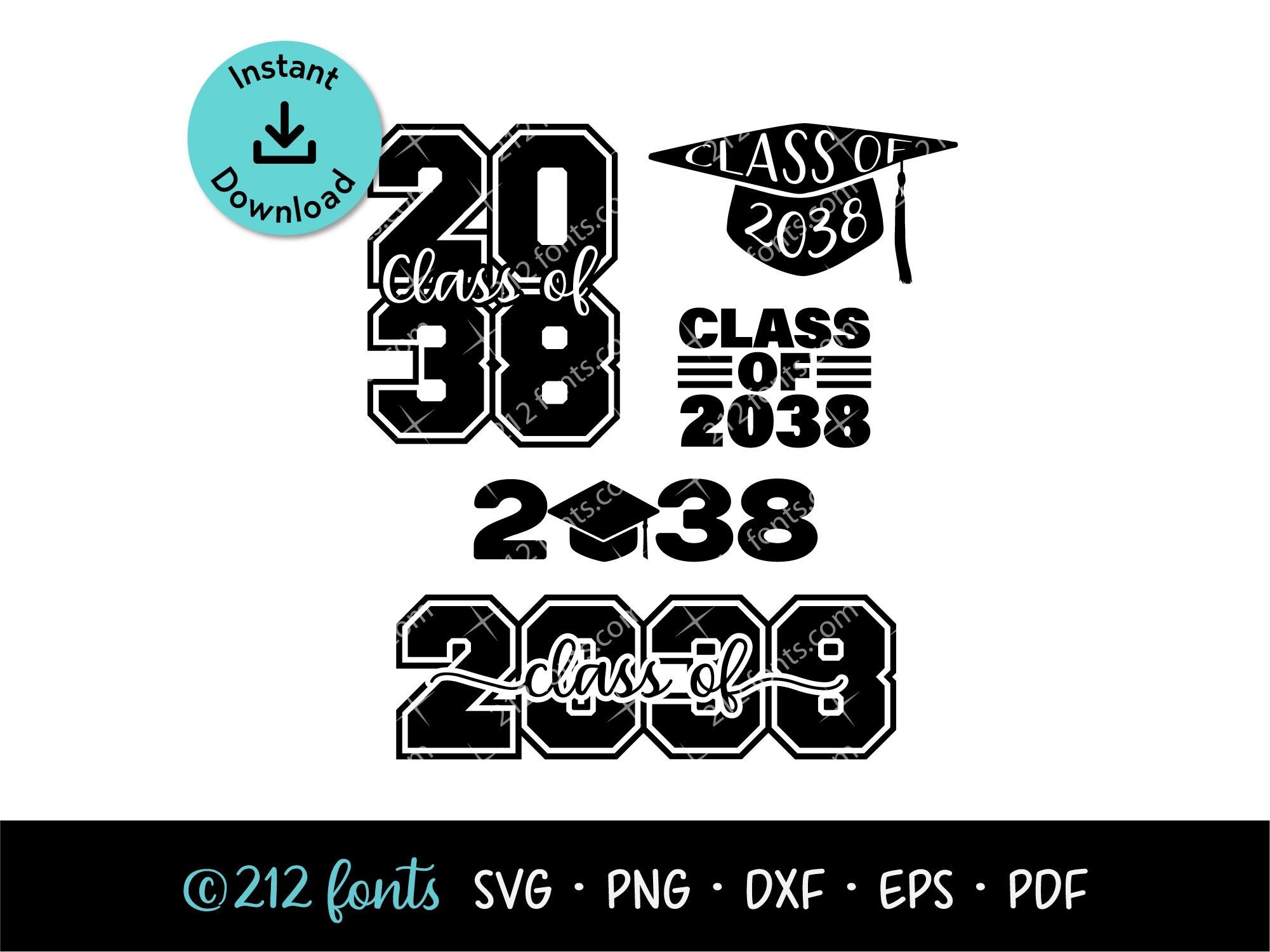 Class of 2038 SVG, '38 Senior Graduation Graphics, Cut File (digital ...