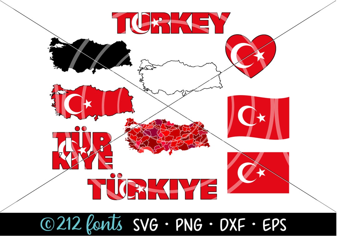 Turkey Flag and Country Svg Pack Turkey SVG Turkey Maps - Etsy