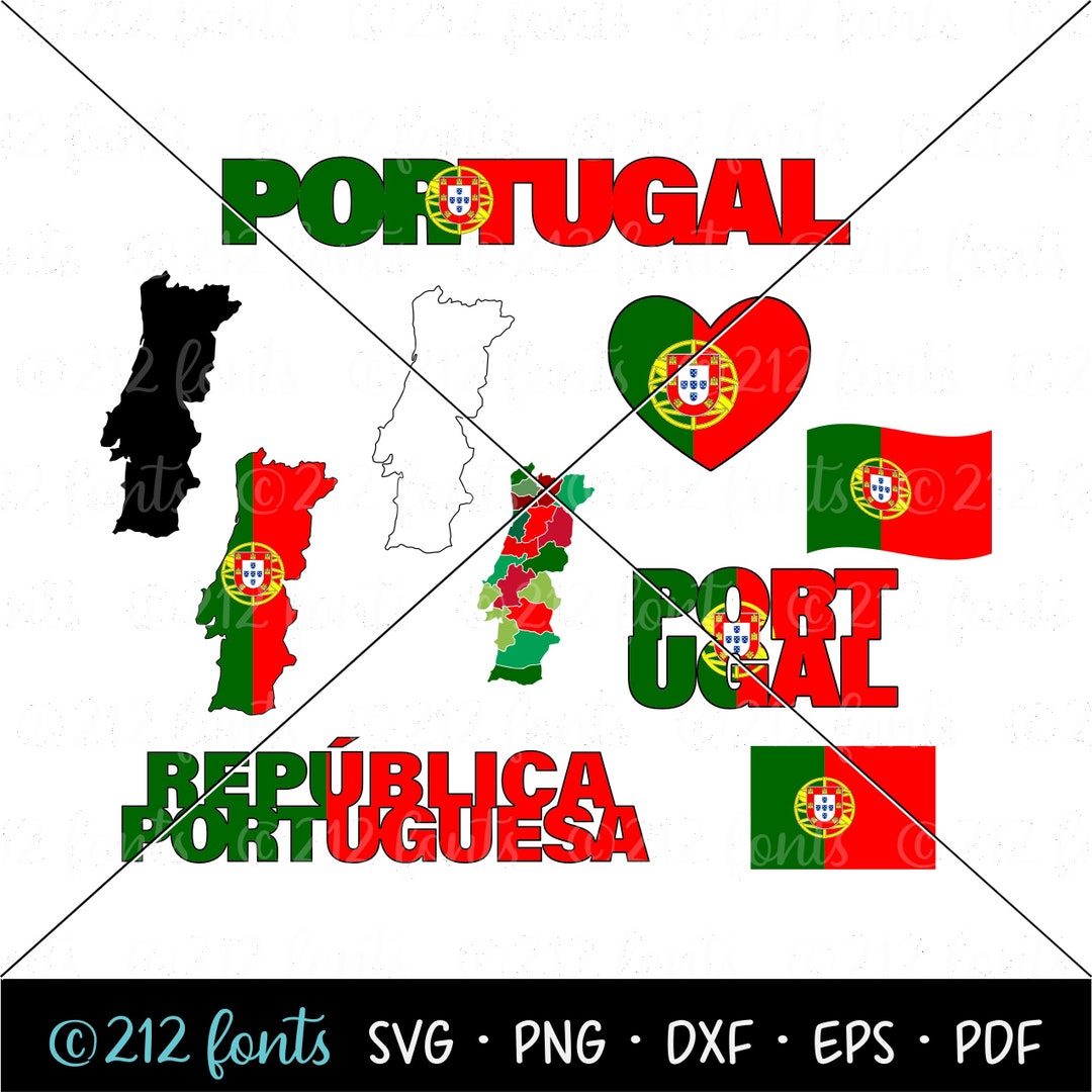 Portugal Flag and Maps Svg Pack, Portugal SVG, Portugal Map Silhouette ...