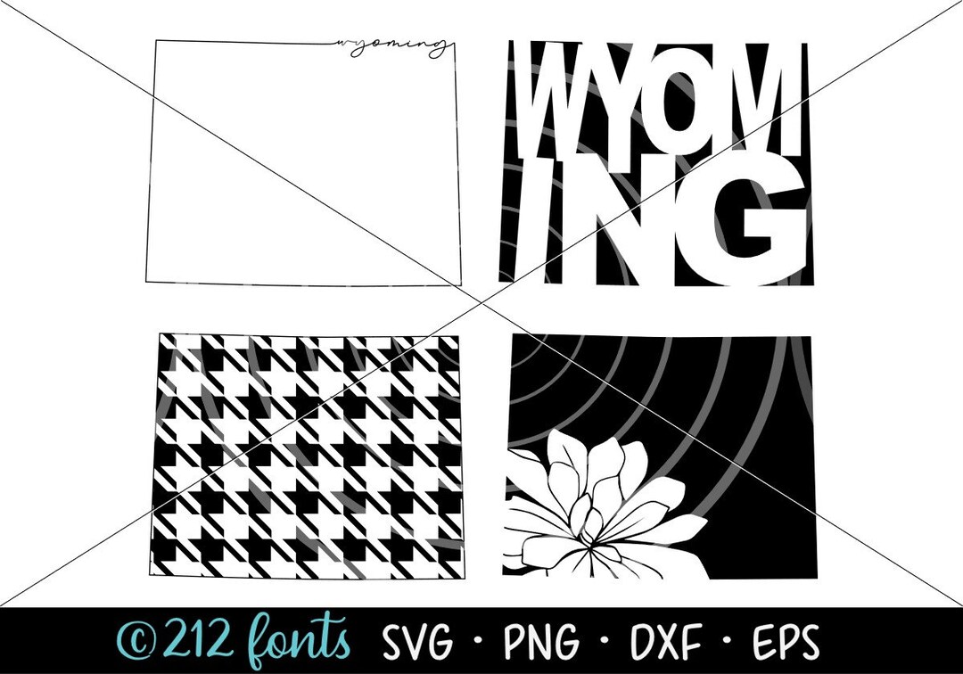 Wyoming Outline Maps PNG Wyoming SVG Silhouette Map Art - Etsy