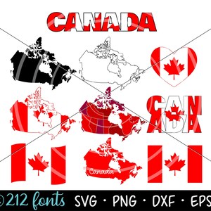 Canada Flag and Country Svg Pack, Canada SVG, Canada Maps Silhouette ...