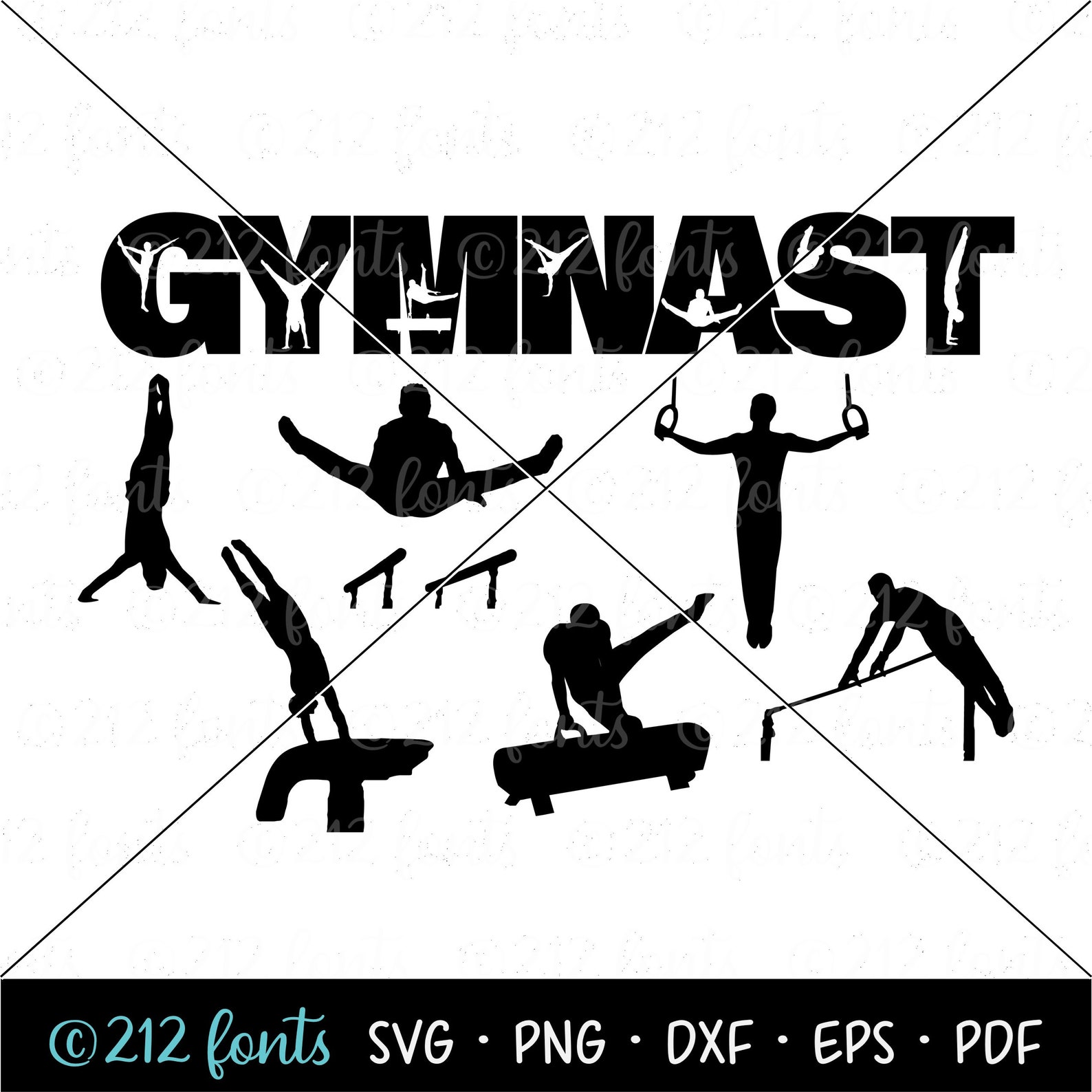 Men's Gymnastics Clip Art, Gymnast (svg Png Jpg Eps Dxf) Digital ...