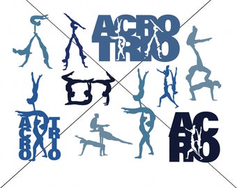 Acro Clip Art, Acrobatics Gymnastics Png, Jpg Svg Format, Acro Word JPG ...