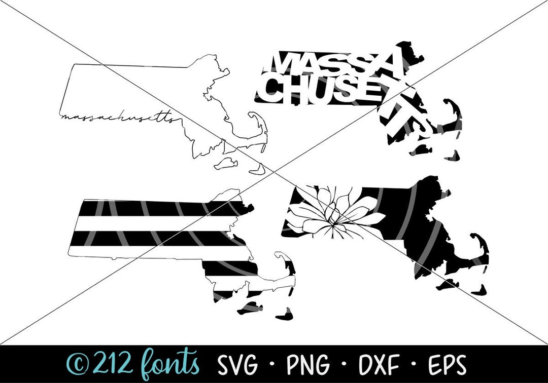 Massachusetts Outline Map PNG Massachusetts SVG Silhouette - Etsy