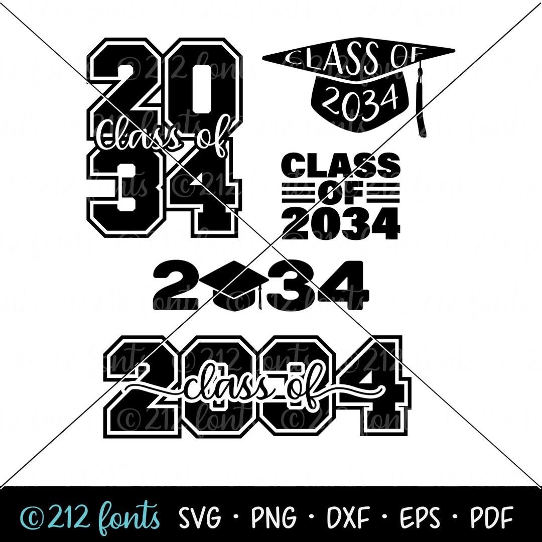 Class of 2034 Grad Clip Art SVG Graduation PNG Jpg Eps, '34 Year School ...