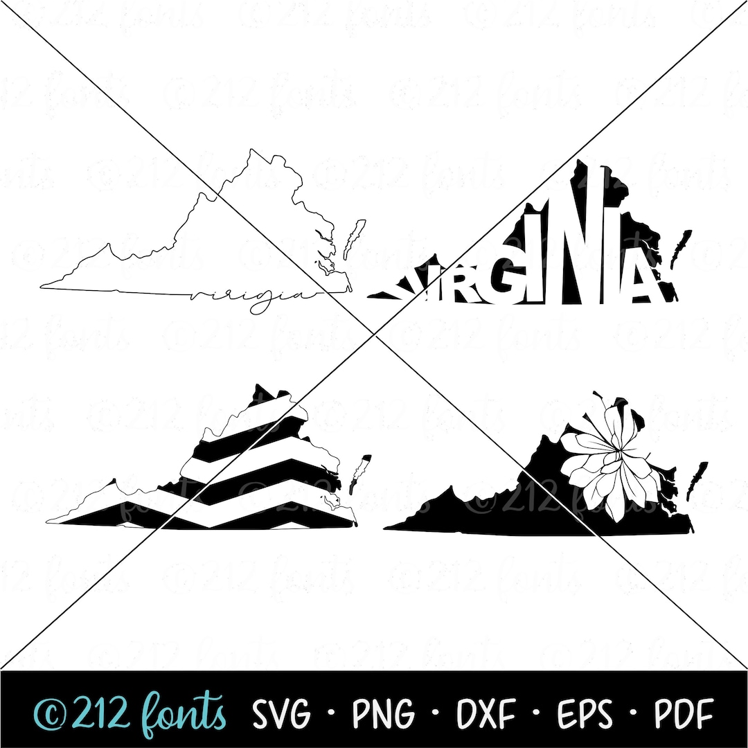 Virginia Outline Map PNG, Virginia SVG Silhouette Map, Digital Virginia ...