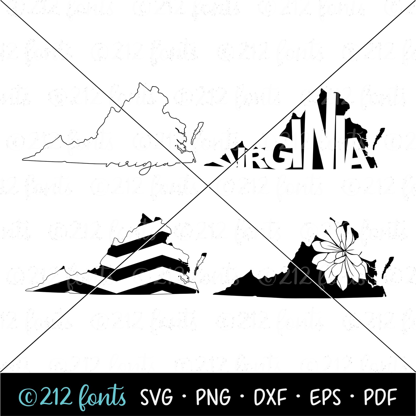 Virginia Map Graphics, State Outline, Silhouette (digital Files) - Etsy
