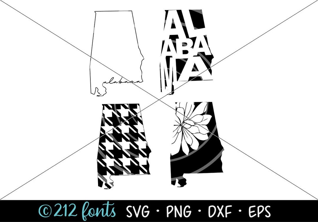 Alabama Outline Maps PNG Alabama SVG Silhouette Map Art - Etsy