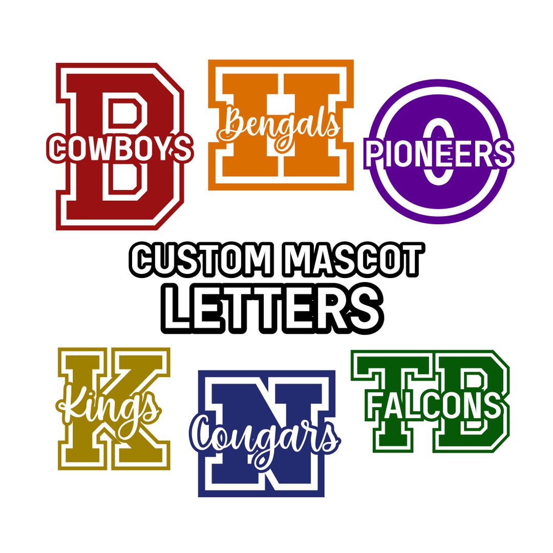 Custom Varsity Letter SVG: Personalized Mascot, School, or Team ...