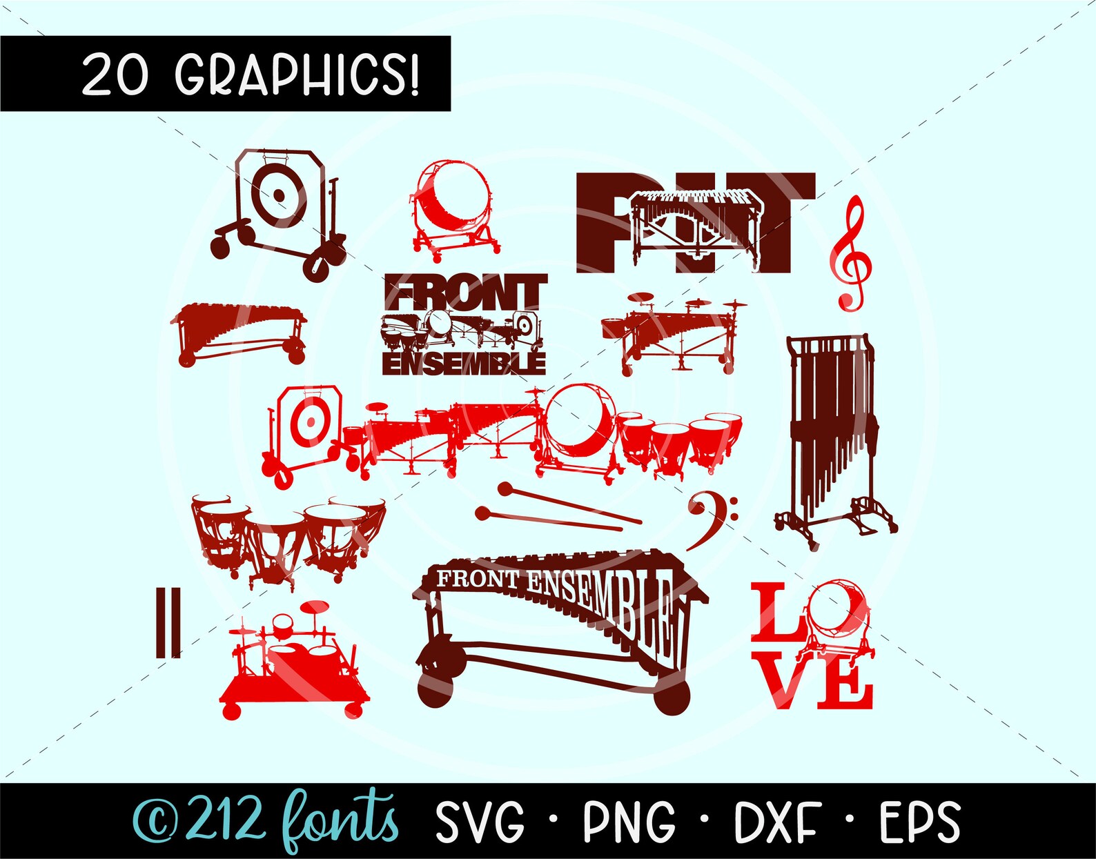 Pit Percussion Clip Art Front Ensemble Png Jpg Svg Format - Etsy