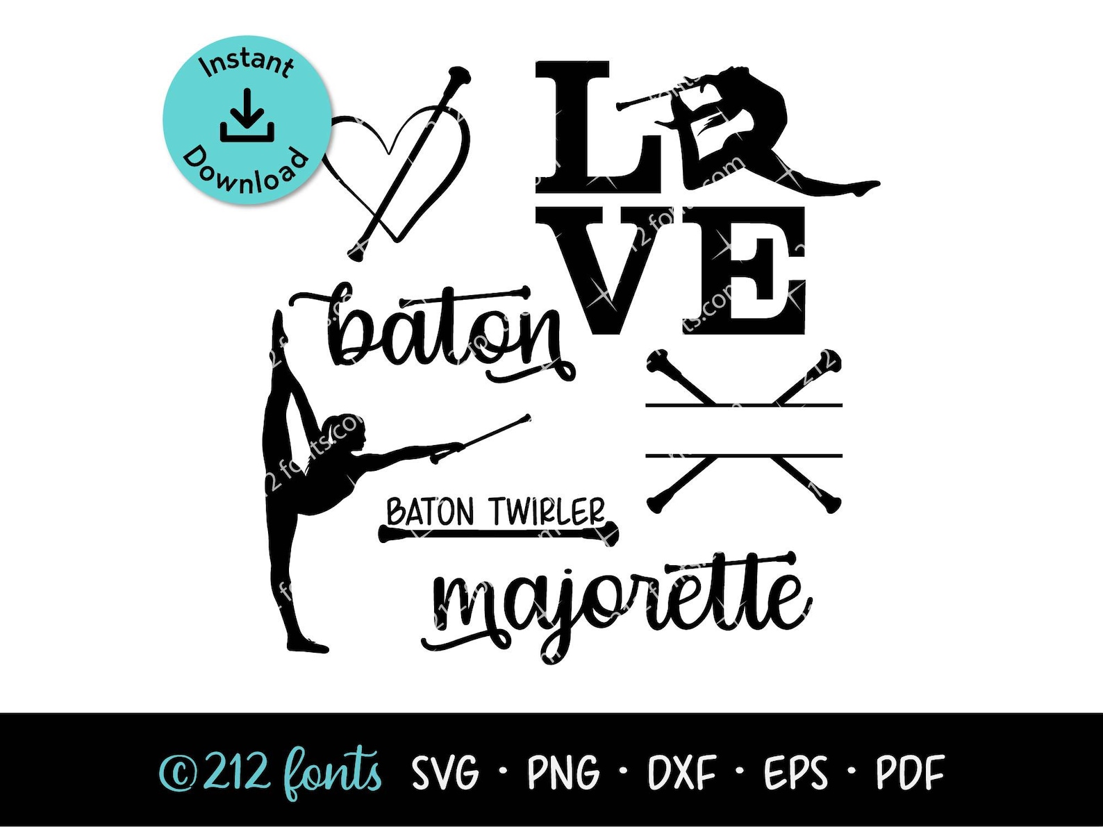 Baton Twirler Clip Art: Majorette Graphics (SVG, PNG, JPG) - Etsy