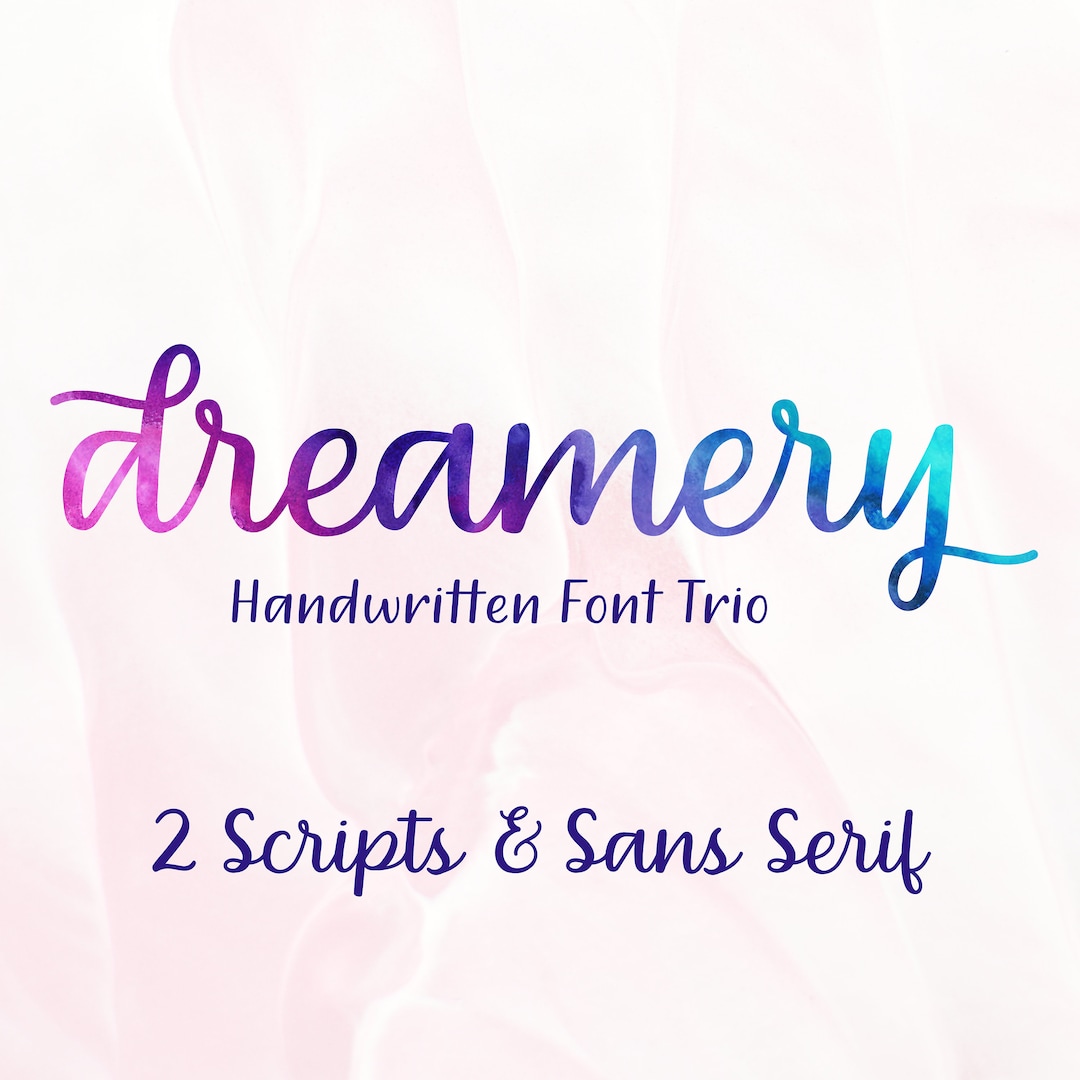 Dreamery Font, Script Font Family, Clean Script OTF, Sans Serif and Handwriting Script, Girly ...