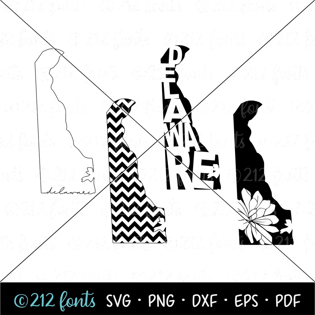 Delaware Outline Map PNG, Delaware SVG Silhouette Map, Digital Delaware ...
