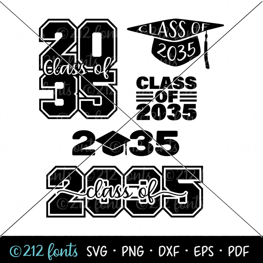Class of 2035 Grad Clip Art SVG Graduation PNG Jpg Eps, '35 Year School ...