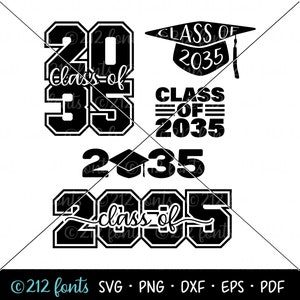 Class of 2035 Grad Clip Art SVG Graduation PNG Jpg Eps, '35 Year School ...