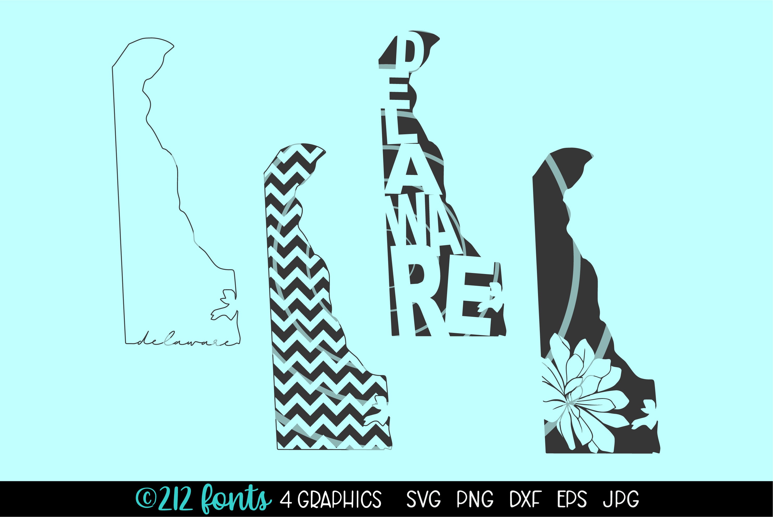 Delaware Outline Map PNG Delaware SVG Silhouette Map Digital | Etsy