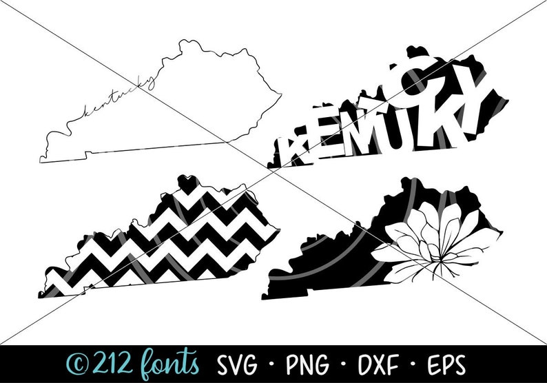 Kentucky Outline Map PNG Kentucky SVG Silhouette Map Digital - Etsy