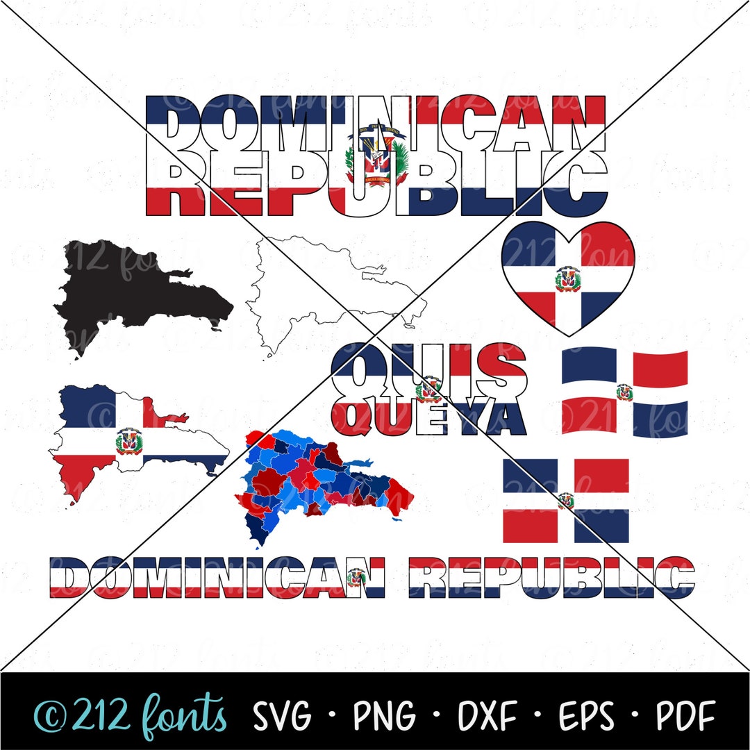 Dominican Republic Flag SVG Pack: Country Maps, Outline (digital ...