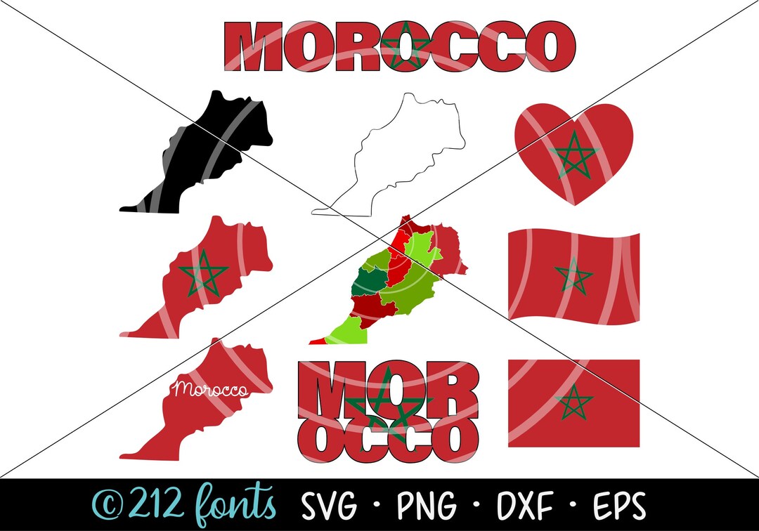 Morocco Flag and Country Svg Pack Morocco SVG Morocco Maps - Etsy