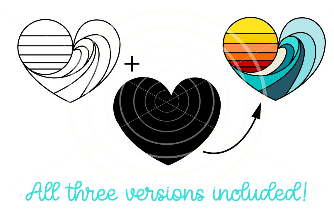 Ocean Wave Heart SVG Beach Love Png Dxf & Eps Digital Summer - Etsy Canada