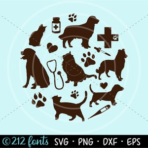 Veterinarian Circle SVG: Dogs, Cats, Vet Tools Graphic (digital ...
