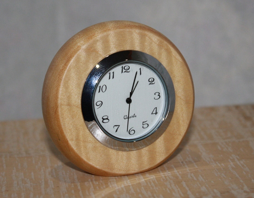 Small Tiger Maple Desk Clock - Etsy