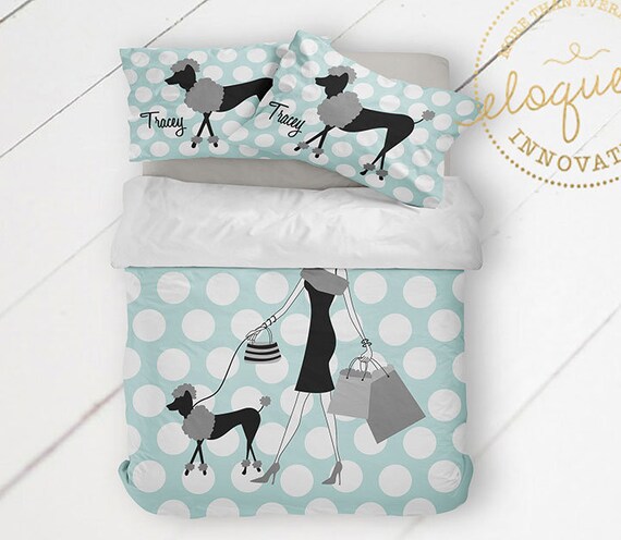 Modern Duvet Cover Poodle Paris Bedding Fashion Duvet | Etsy