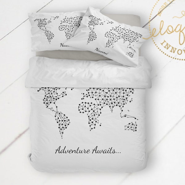 World Map Bedding - Etsy