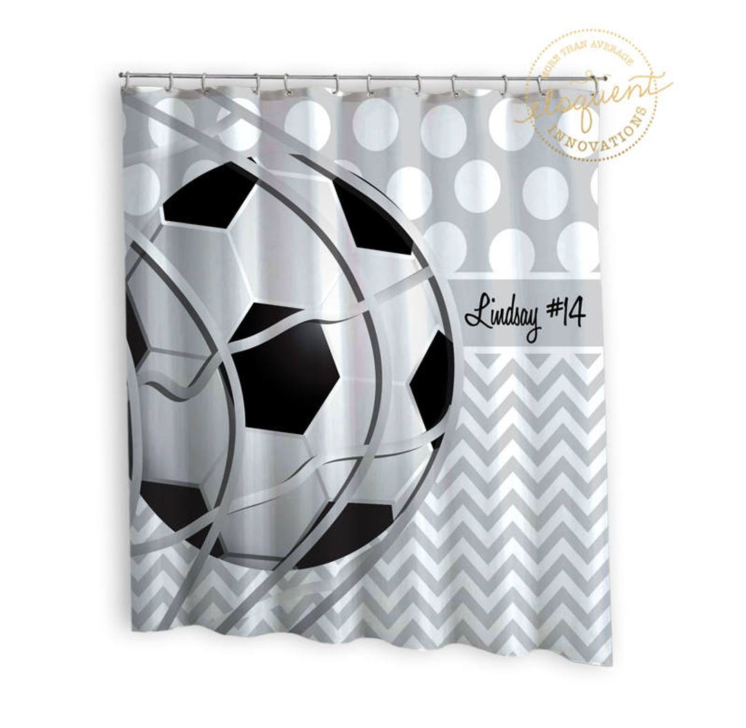 Soccer Ball Shower Cutain Bathroom Decor Personalized for - Etsy