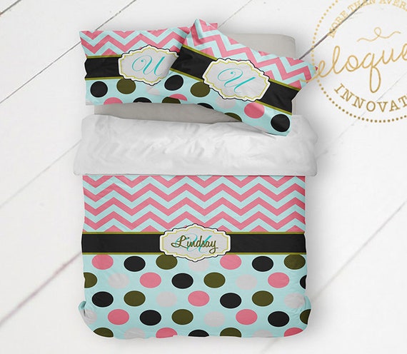 Mint And Coral Chevron Pattern