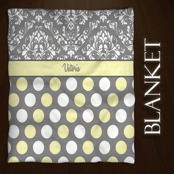 Fleece Baby Blanket Personalized Throw Blanket Grey and | Etsy