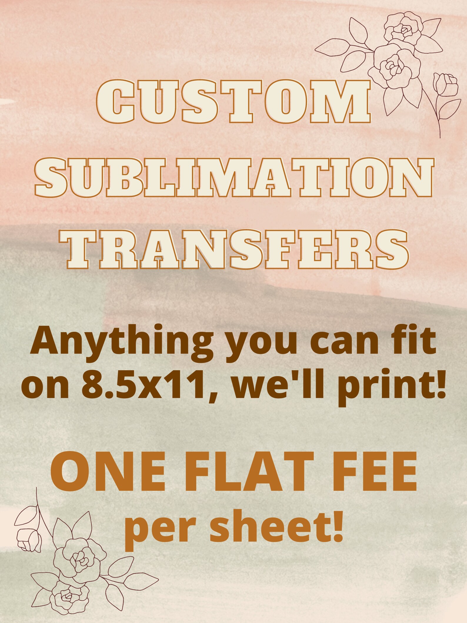 Custom Sublimation Transfers - One Flat Fee per Sheet! - Etsy