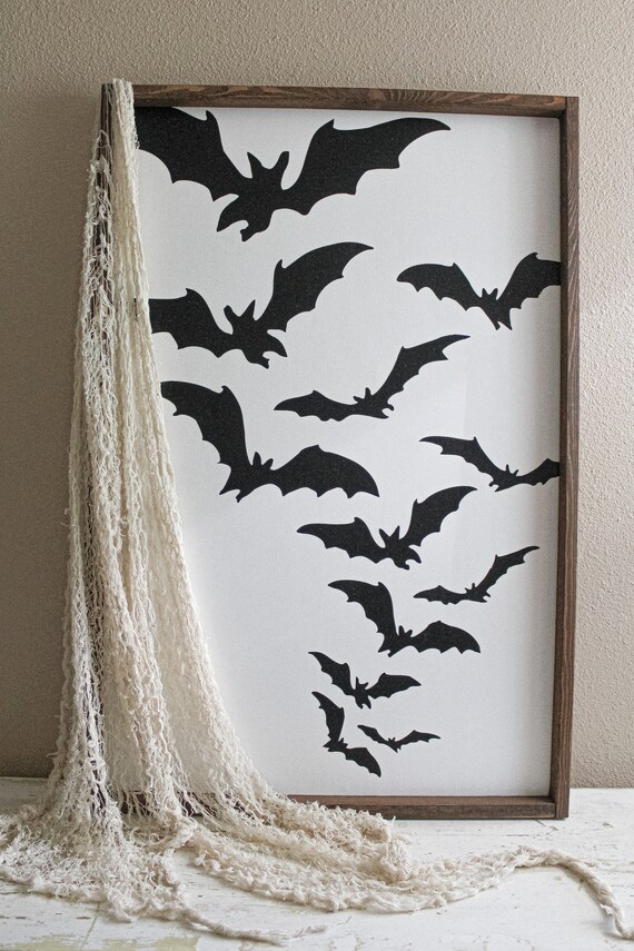 Halloween Signs Flying Bats Sign Modern Farmhouse Minimalist Decor ...
