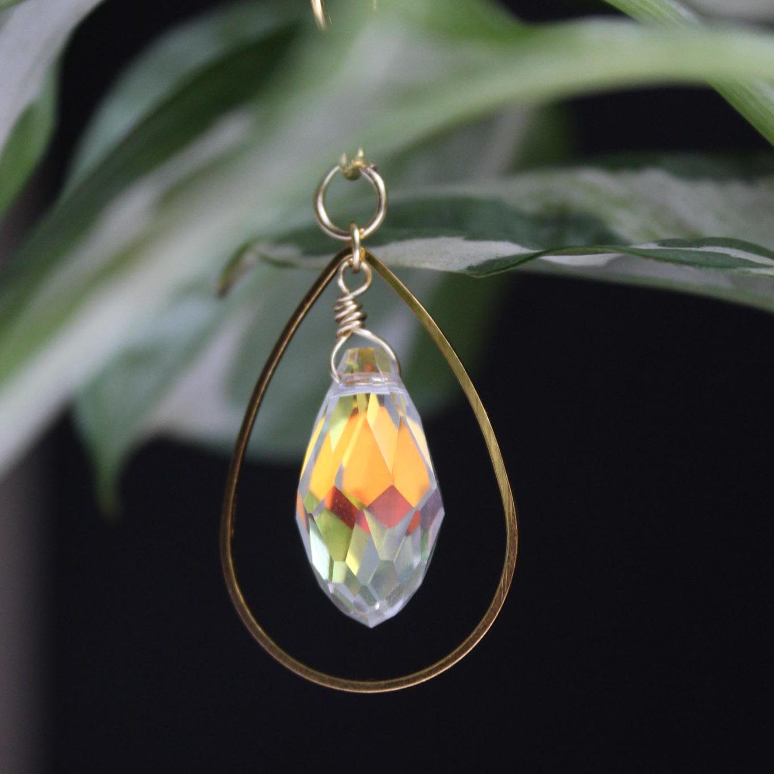 Crystal Raindrop Plant Suncatcher: PNW Inspired Plant Charm - Etsy