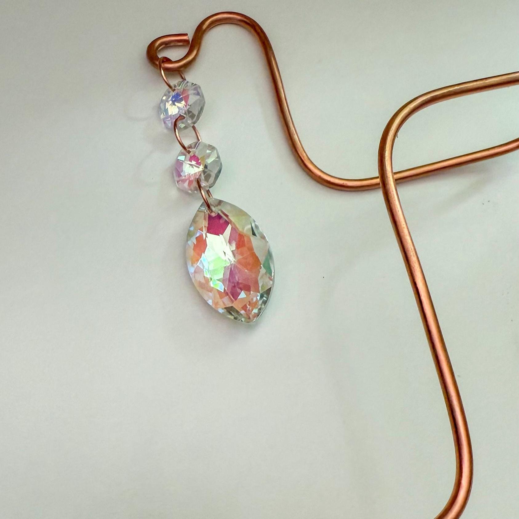 Tall Plant Support Stake Copper Trellis With Crystal Suncatcher for ...