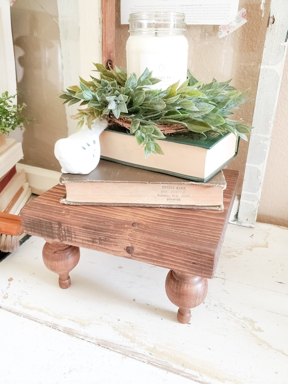 Footed Wood Tray Farmhouse Pedestal Tray Riser Kitchen Counter | Etsy