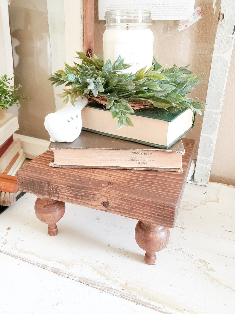 Footed Wood Tray Farmhouse Pedestal Tray Riser Kitchen Counter | Etsy
